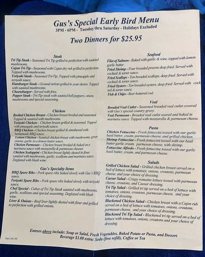 
The early bird special menu isn't just for the budget-conscious&mdash;it's a treasure map to culinary delights that would make your cardiologist wince and your taste buds rejoice. 