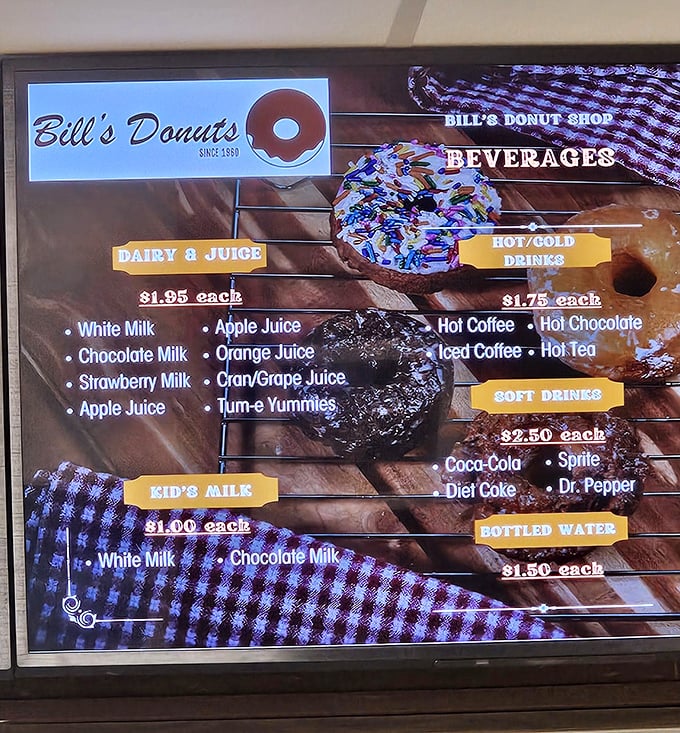 The menu board at Bill's keeps it refreshingly simple. No avocado toast or deconstructed anything&mdash;just donuts and drinks that actually quench thirst.