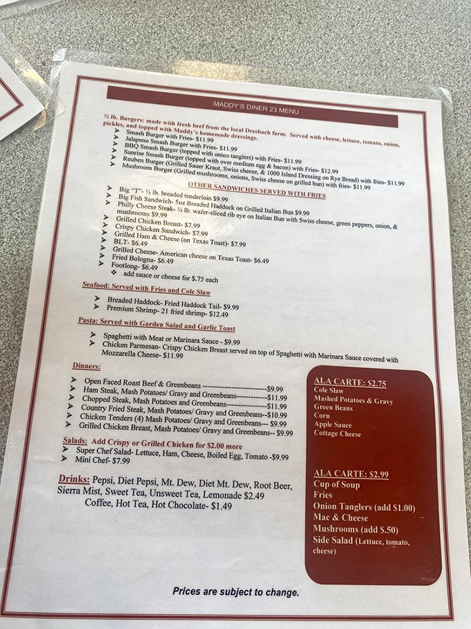 This menu isn't just a list of food&mdash;it's a roadmap to happiness with burgers, breakfast, and blue-plate specials galore.