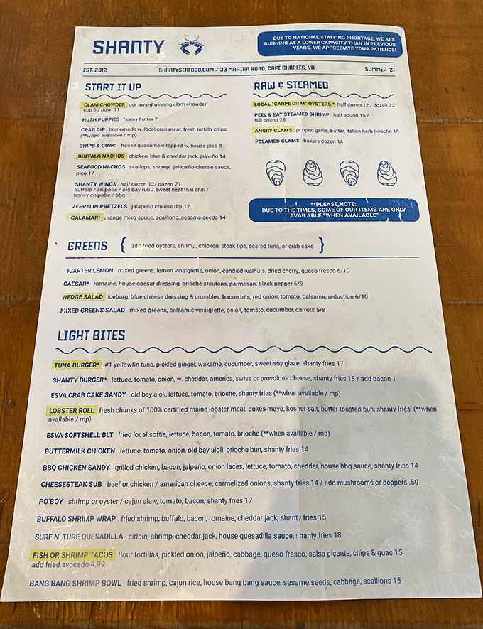 A menu that reads like a love letter to the Chesapeake Bay. Decision paralysis has never been so delicious.