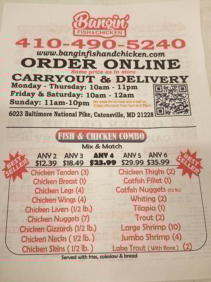 This menu reads like a love letter to fried perfection, with combo options that'll make decisions deliciously difficult.