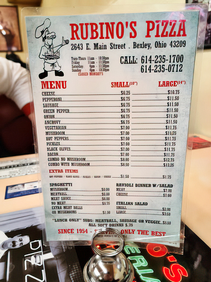 This menu hasn't changed since rotary phones were cutting-edge technology&mdash;and thank goodness for that. Pizza perfection needs no updates.