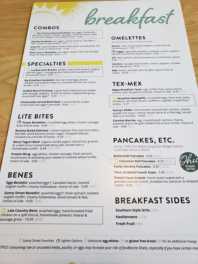 A menu that reads like a breakfast love letter, where buttermilk pancakes and eggs Benedict share equal billing.