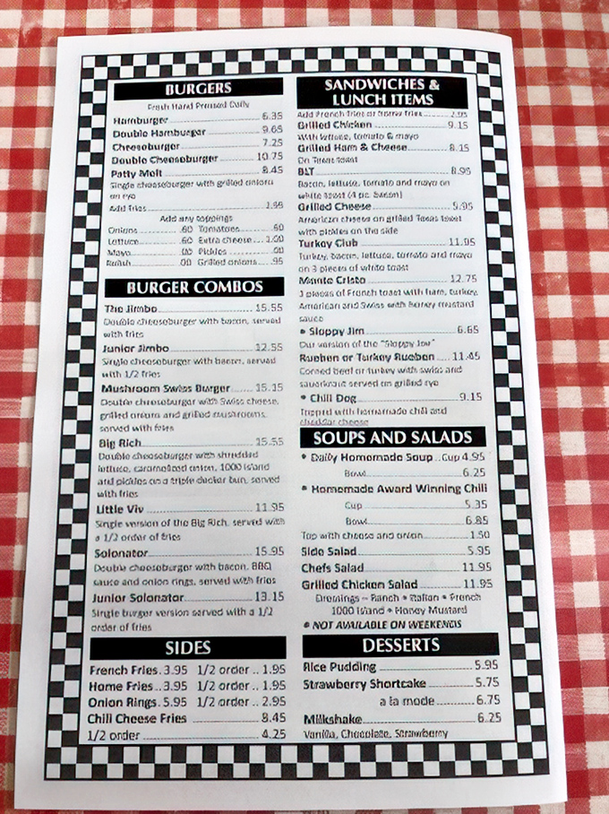 A menu that reads like comfort food poetry, with prices that won't break the bank.