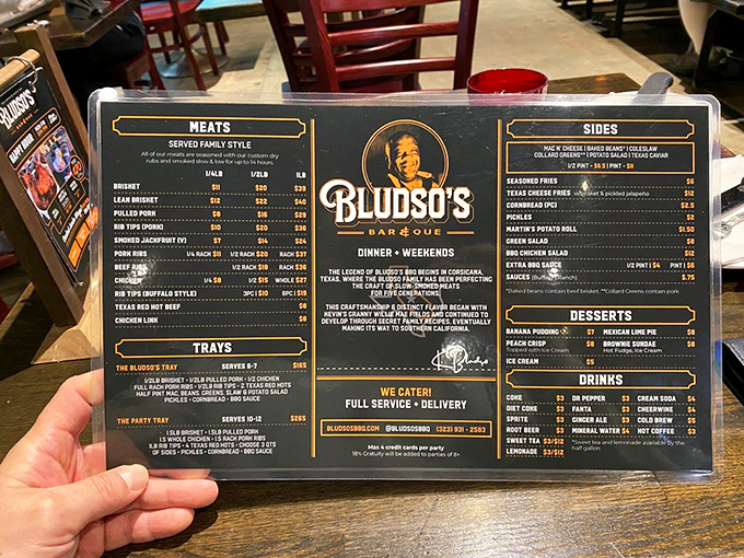 The menu reads like poetry for carnivores – a love letter to smoked meats that makes choosing just one item nearly impossible.