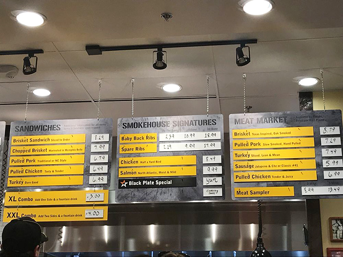 The menu board reads like a love letter to American BBQ traditions, with regional specialties that'll have you plotting return visits before you've even ordered.