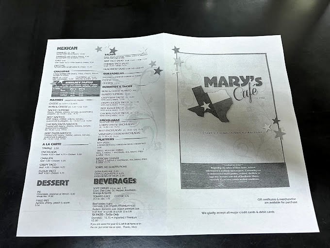 The menu at Mary's doesn't need fancy fonts or foodie buzzwords &ndash; it's a straightforward roadmap to comfort food paradise. 