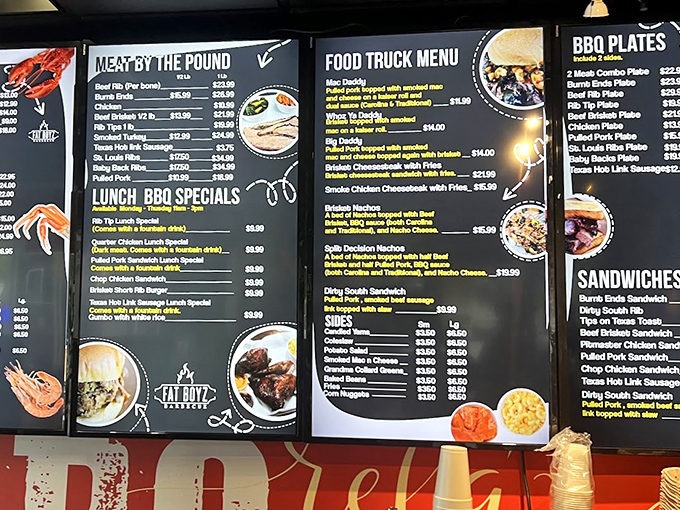 The menu board isn't just a list&mdash;it's a roadmap to happiness with detours through brisket country and pulled pork paradise.