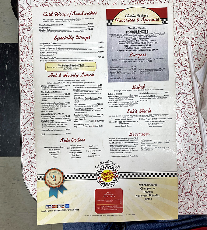 The menu reads like a love letter to comfort food &ndash; horseshoes, burgers, and breakfast classics that promise satisfaction without pretension.