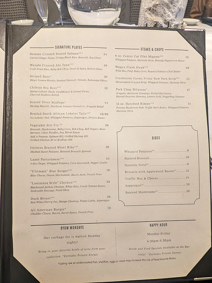 This menu isn't just a list of dishes&mdash;it's a roadmap to happiness. The "Ultimate Blue Burger" isn't just confident, it's justified.