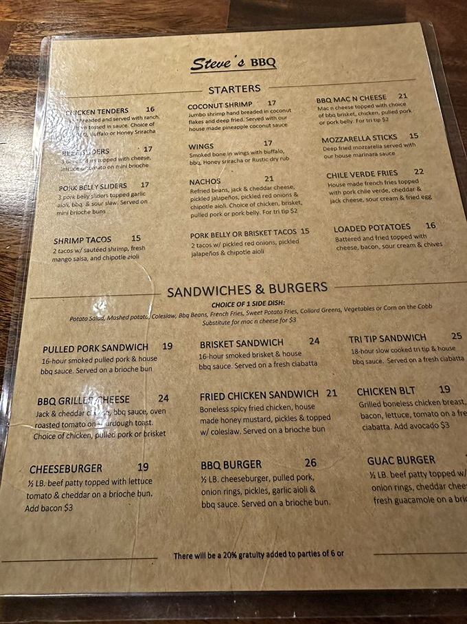 A menu that reads like a love letter to smoked meat enthusiasts&mdash;each item promising a different path to barbecue bliss.