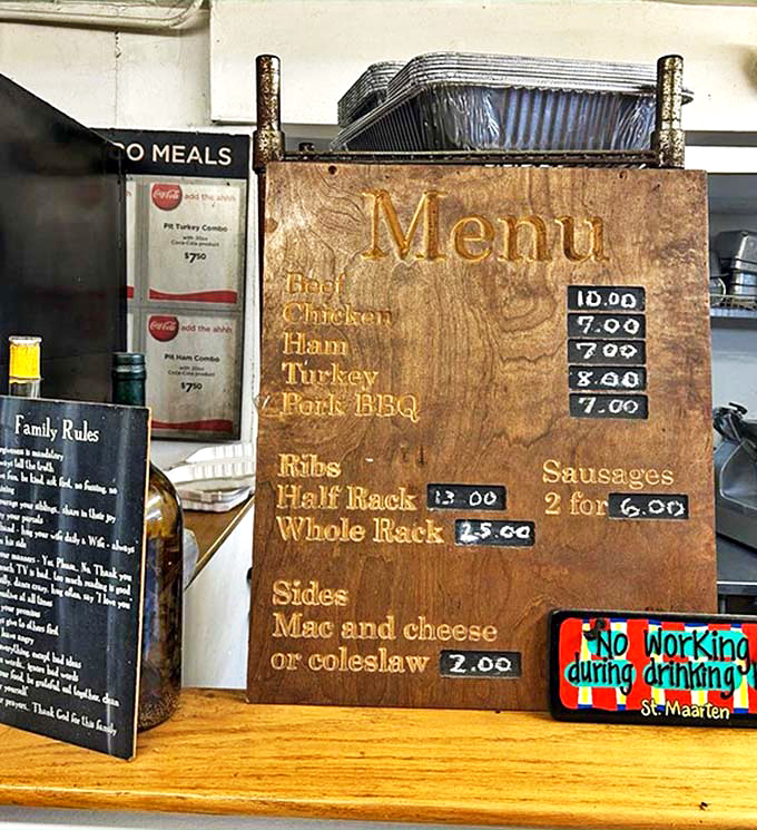 A menu carved in wood – literally. When your offerings are this straightforward, you don't need fancy typography or QR codes.