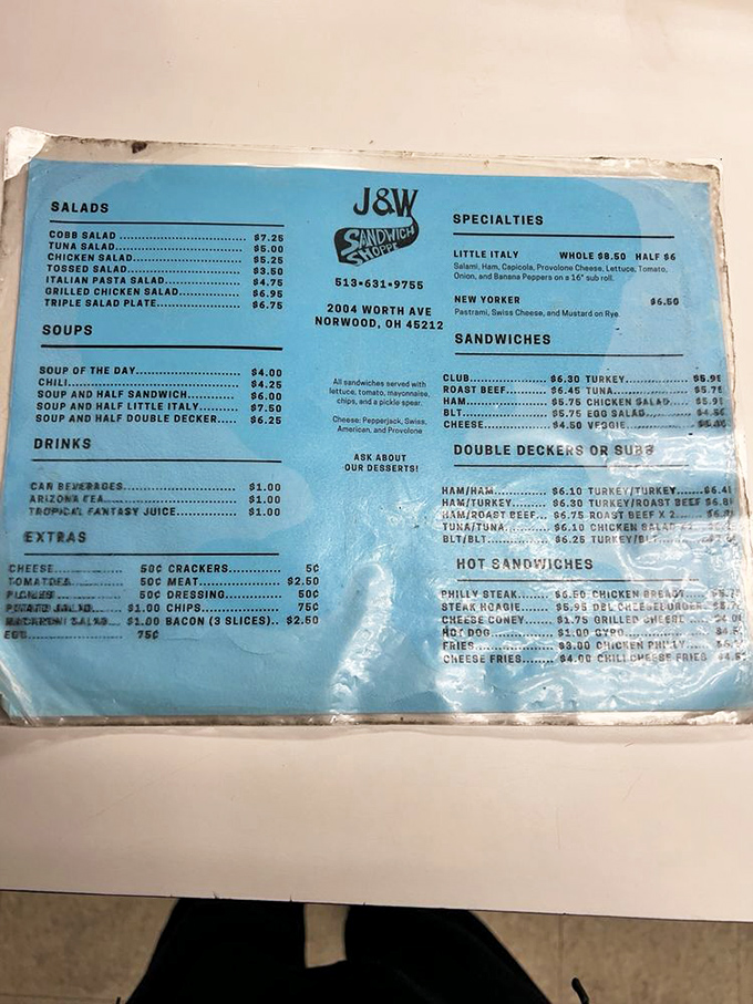 This well-worn menu tells the story of sandwich perfection&mdash;no fancy descriptions needed when the food speaks this eloquently.