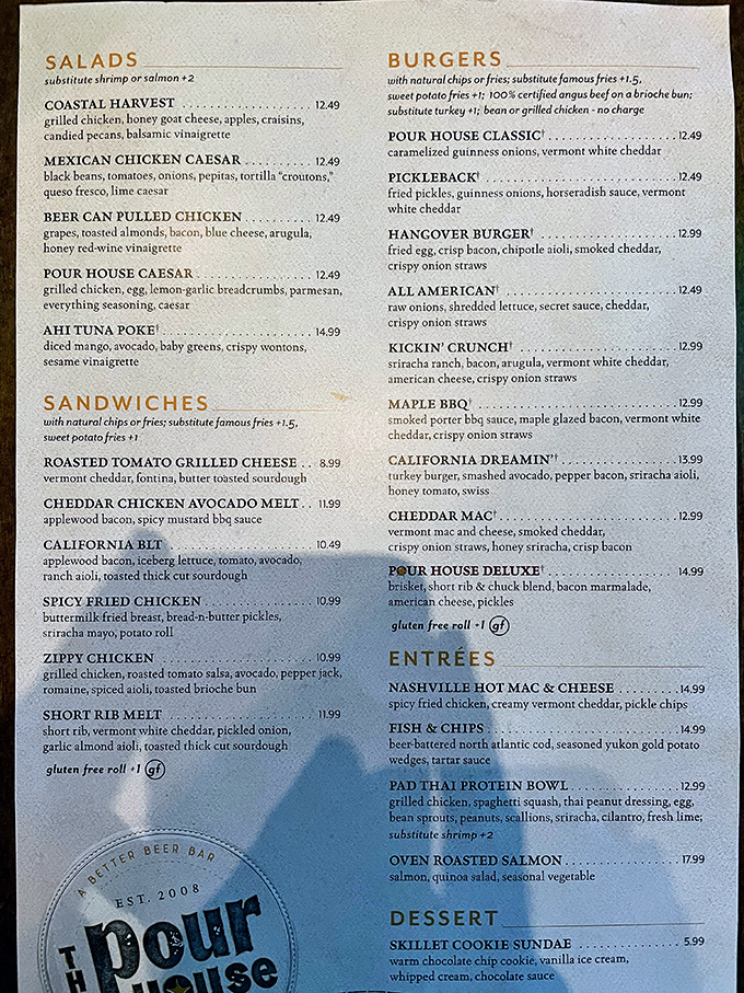 This menu isn't just a list of food&mdash;it's a roadmap to happiness with burgers, sandwiches, and seafood treasures waiting to be discovered.