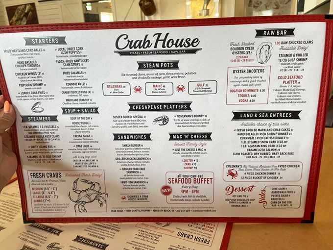 That menu board reads like a love letter to everything that swims, crawls, or hides in shells.