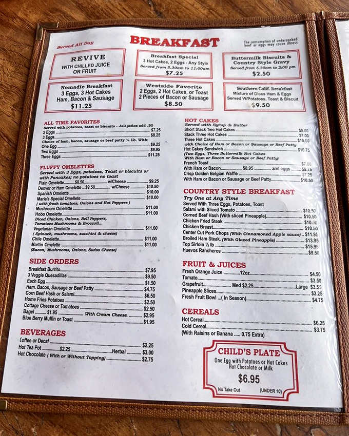 This well-worn menu is like a greatest hits album of breakfast classics. No QR codes or daily specials&mdash;just timeless morning masterpieces.