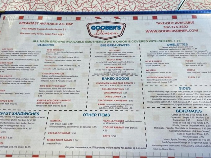 The menu at Goober's doesn't need fancy fonts or pretentious descriptions&mdash;just honest diner fare that's been perfecting American appetites for generations.