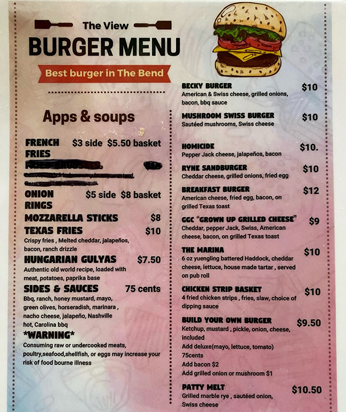 The burger menu doesn't just list food; it's a roadmap to happiness. The "Homicide" burger isn't deadly &ndash; unless you count killing your hunger.