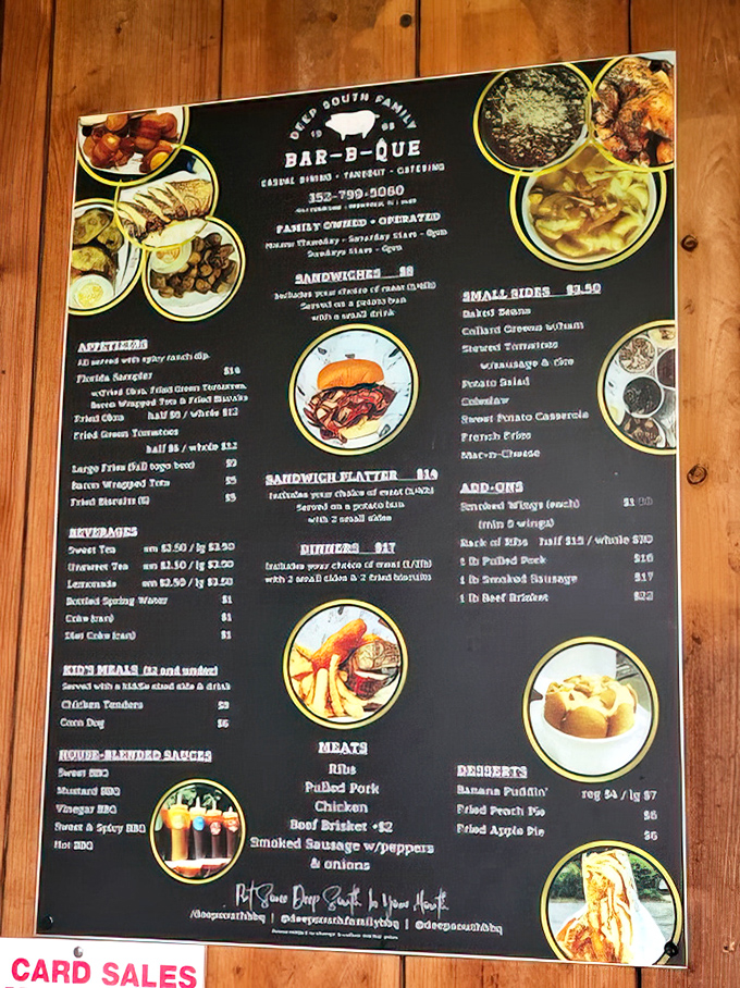 This isn't your typical restaurant menu &ndash; it's a roadmap to barbecue bliss in Brooksville.