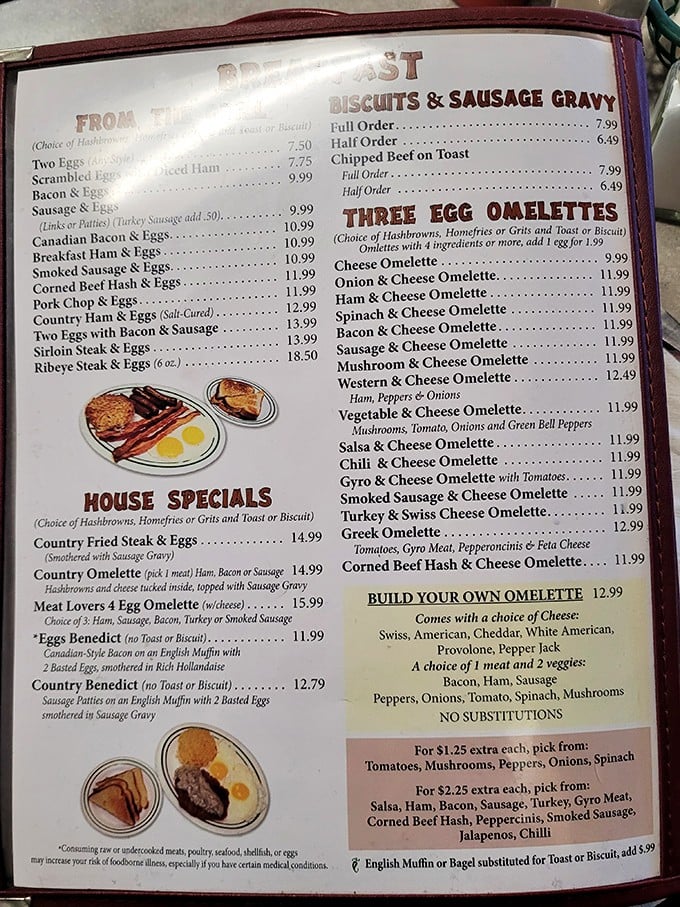 A menu that reads like a love letter to breakfast classics. Decision paralysis has never been so delicious.