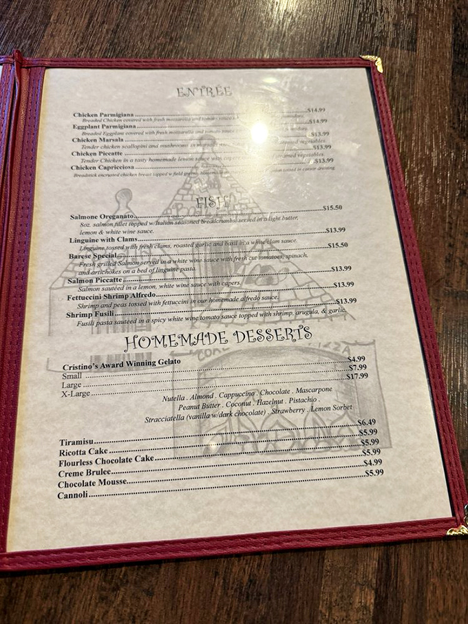 The menu reads like an Italian love letter. Each dish promises a story, from seafood linguine to award-winning gelato that'll haunt your dreams.