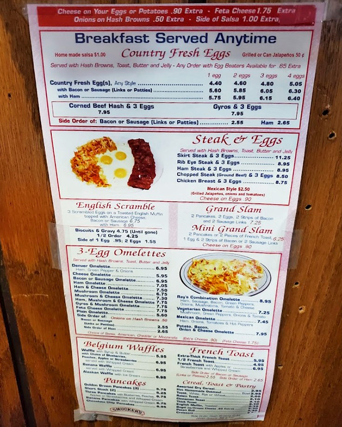 This menu isn't just a list of options—it's a roadmap to breakfast nirvana. Notice how hash browns appear in nearly every corner, like supporting actors who secretly steal the show.