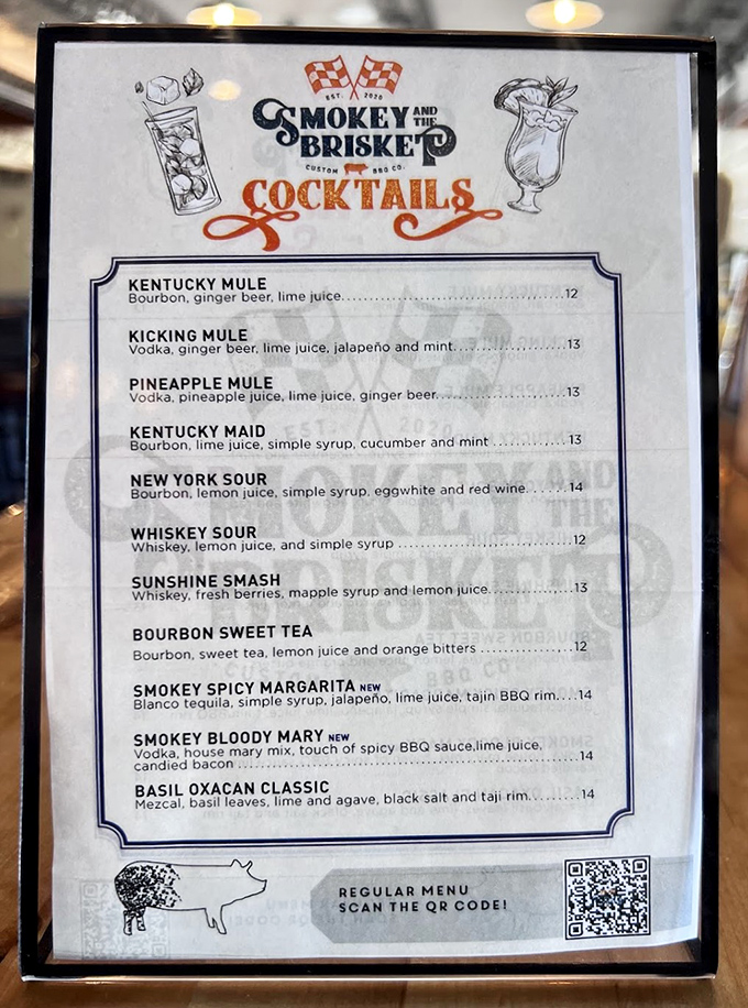 The cocktail menu reads like a love letter to bourbon, with each drink promising to complement those smoky flavors you came for.