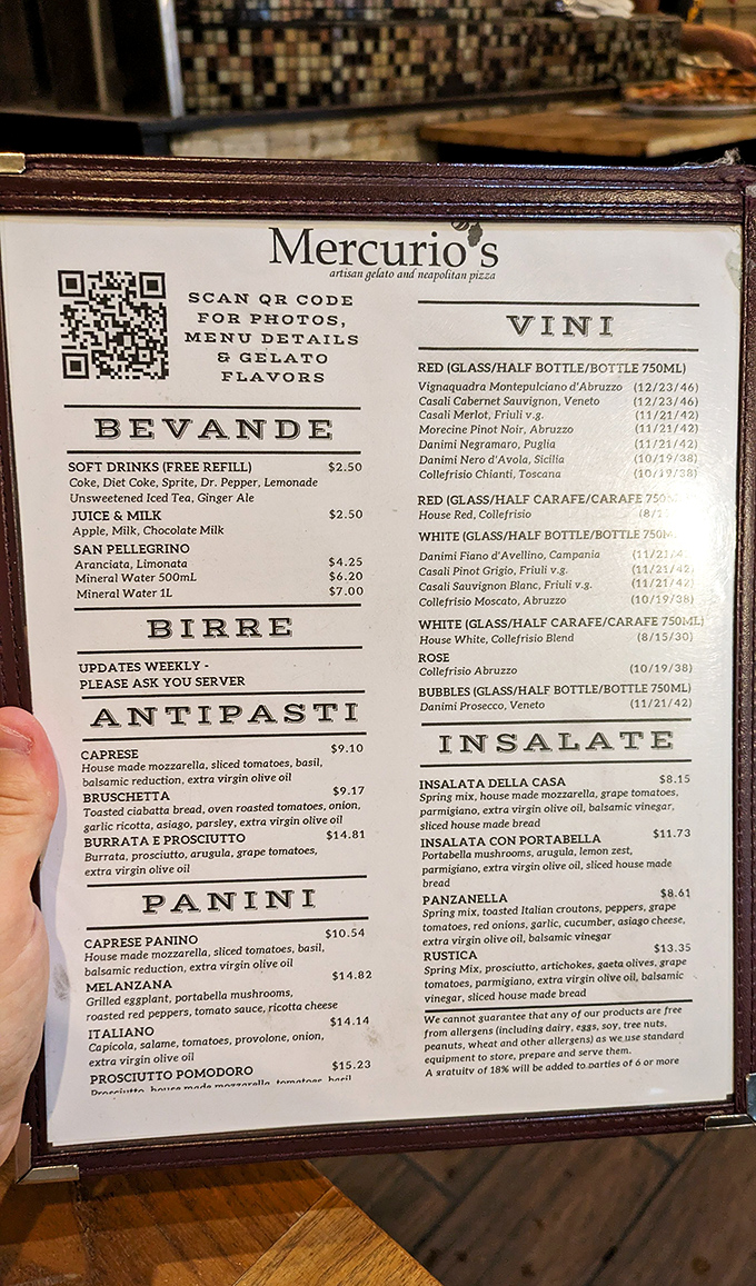 The menu reads like a love letter to Italian cuisine—antipasti to insalate, with wine pairings that'll transport you straight to Tuscany without the jet lag.