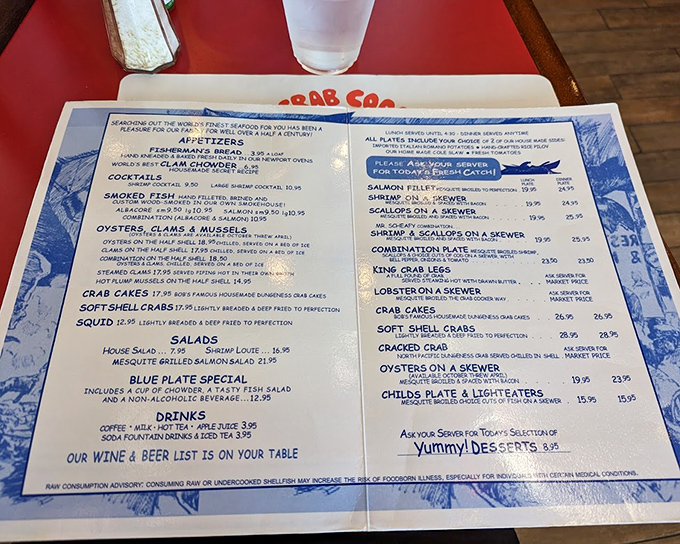 A menu that reads like poetry to seafood lovers&mdash;simple, straightforward, and promising ocean-fresh delights without unnecessary frills.