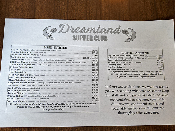 A menu that reads like a love letter to tradition&mdash;Australian lobster tail holding court among classics that have stood the test of time.