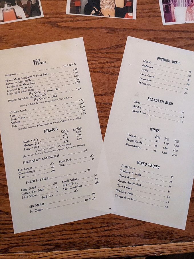 A menu that reads like a love letter to carbs, with prices from a kinder, gentler era.