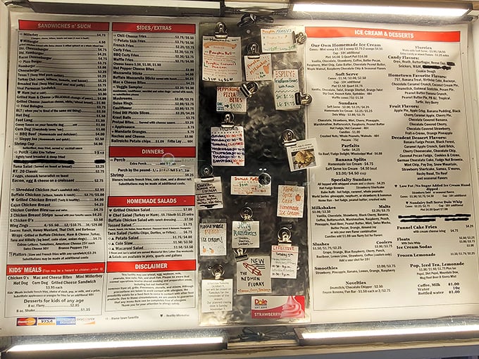 A menu board that reads like a love letter to simpler times, when calories weren't counted and comfort food actually comforted. 