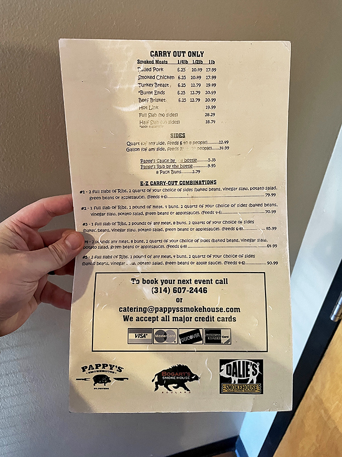 The menu board&mdash;a sacred text for meat lovers. Study it carefully, but remember: in the barbecue world, "sold out" is both heartbreak and the highest compliment.