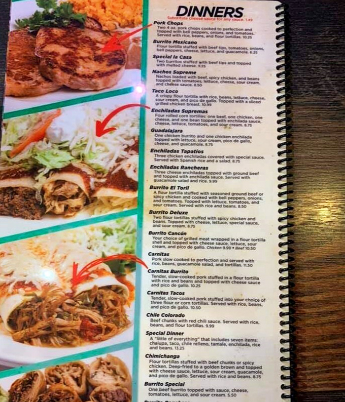 A menu that reads like a love letter to Mexican classics. Each description a promise of comfort wrapped in a tortilla.
