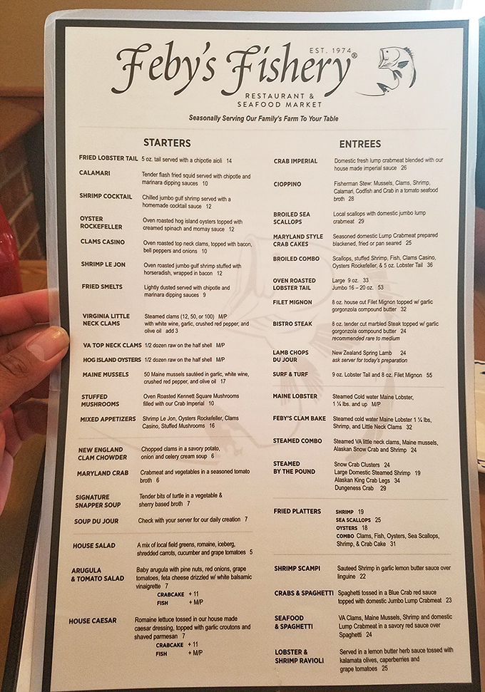 This menu isn't just a list&mdash;it's a maritime treasure map where X marks the spot for your next seafood obsession.