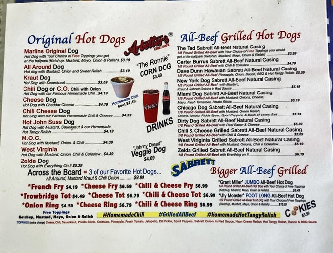 This menu reads like a love letter to the American hot dog, with options for every craving.