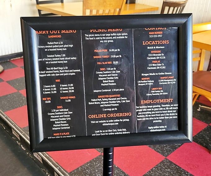 A menu that doesn't need fancy fonts or flowery descriptions. Just straight talk about what's going to make your taste buds throw a party.