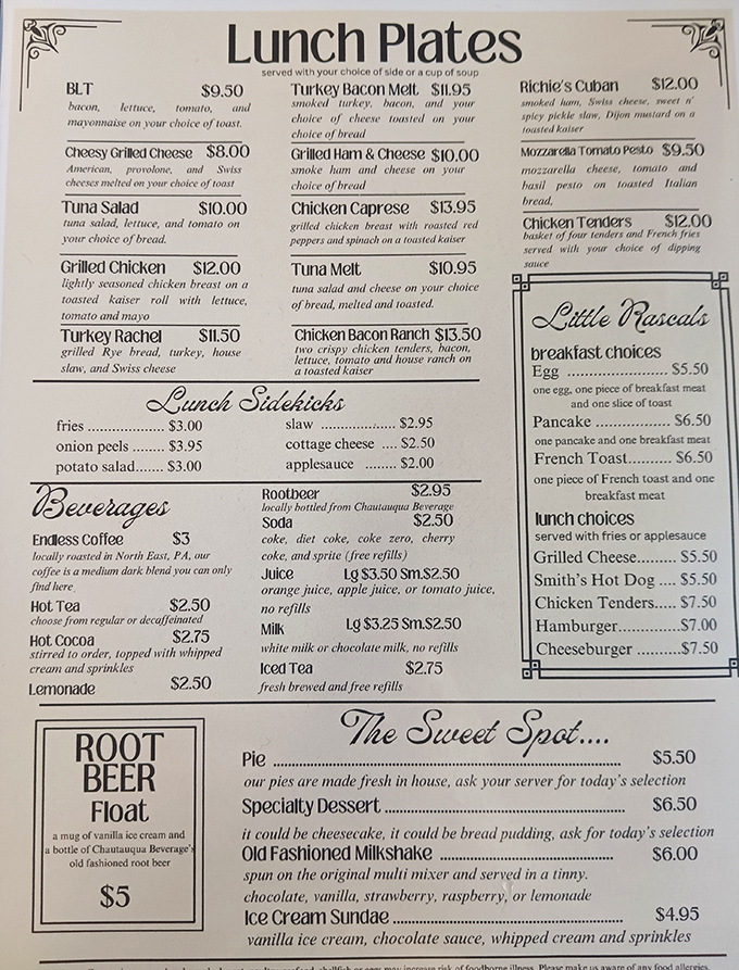 A menu that doesn't need fancy fonts or pretentious descriptions—just honest food that's been satisfying Erie locals for generations.