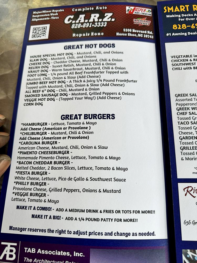 The menu reads like a love letter to American classics &ndash; each hot dog variation promising its own unique symphony of flavors.