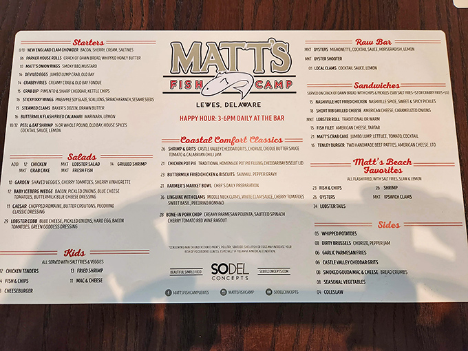 A menu that reads like coastal poetry&mdash;lobster rolls, crab cakes, and grilled cheese that would make your childhood self high-five your adult self.