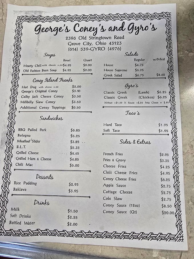 The menu at George's reads like a love letter to comfort food – where Midwest meets Mediterranean in perfect harmony.