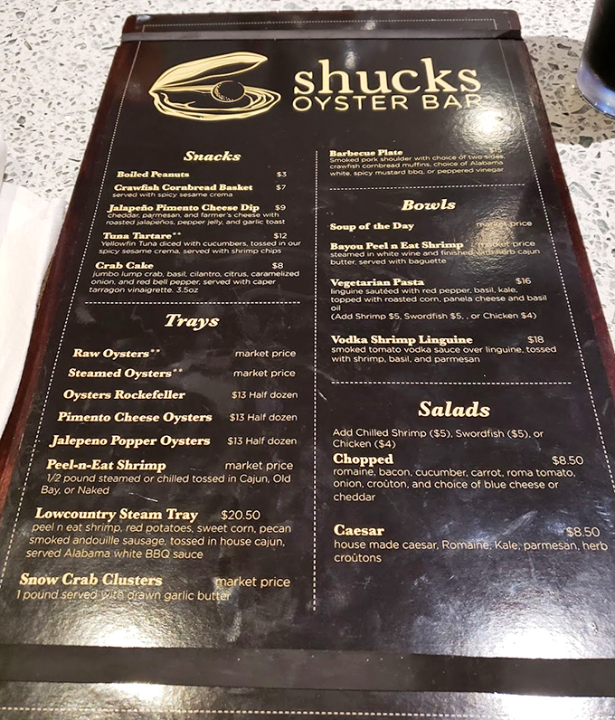 A menu that doesn't need novels of description&mdash;just straightforward offerings of what the kitchen does best. The seafood speaks for itself.