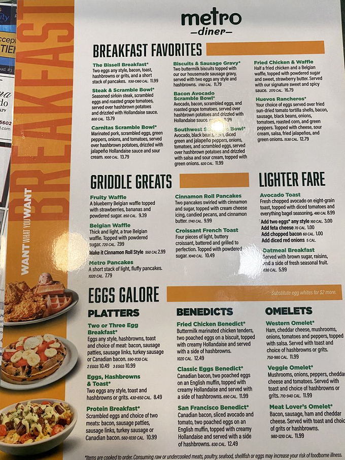 Reading this menu is like getting a love letter from breakfast itself. Warning: decision paralysis may occur when faced with this many delicious options.