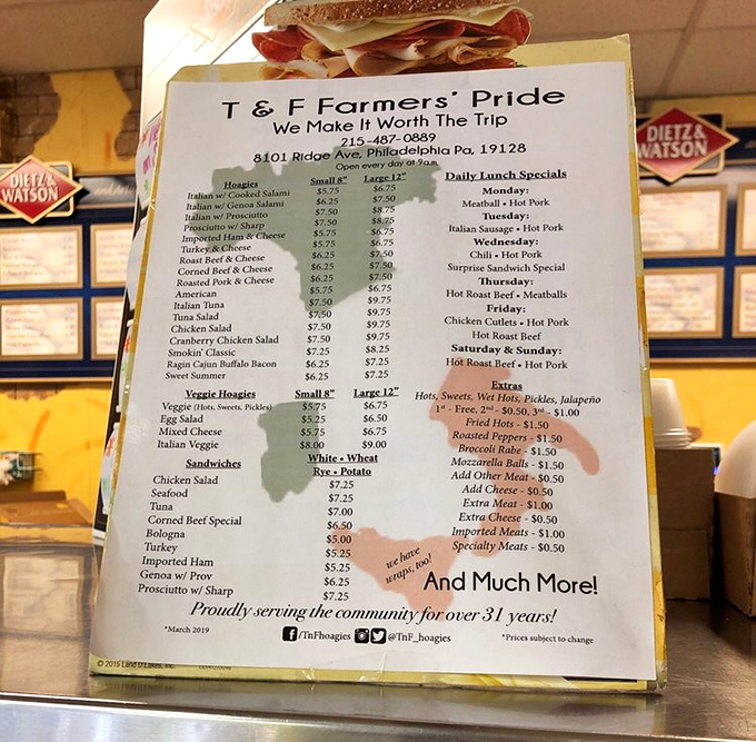 A menu that reads like poetry to sandwich lovers - simplicity meets perfection on paper.