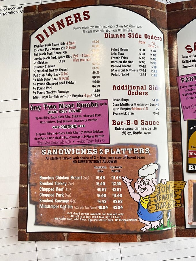 The menu board&mdash;a sacred text for barbecue pilgrims. No fancy fonts needed when what's listed makes grown adults weak in the knees.