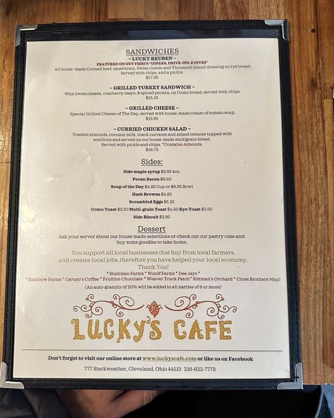 The menu reads like a love letter to comfort food &ndash; notice that pecan bacon hiding modestly among the sides, plotting to change your life.