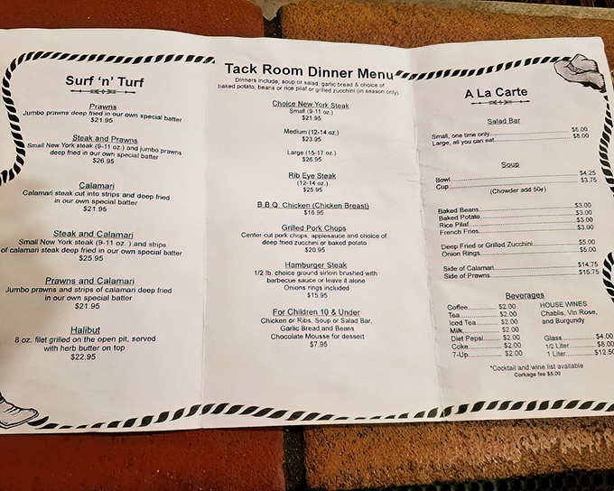 A menu bordered with rope isn't just cute design&mdash;it's a warning that you're about to be lassoed by choices so good they're criminal.