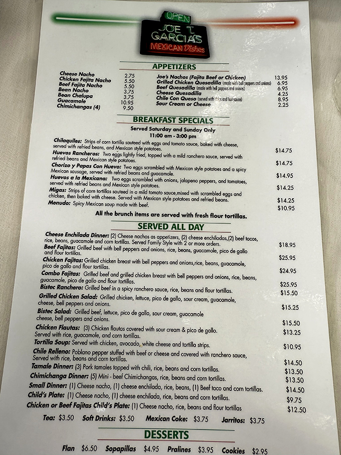 This menu isn't just a list of dishes; it's a roadmap to happiness with the legendary tortilla soup waiting at journey's end.