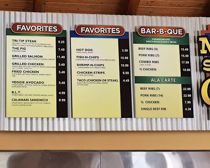 The menu board tells a simple story: great food without pretense. That tri-tip listing is the culinary equivalent of Clark Kent hiding Superman.