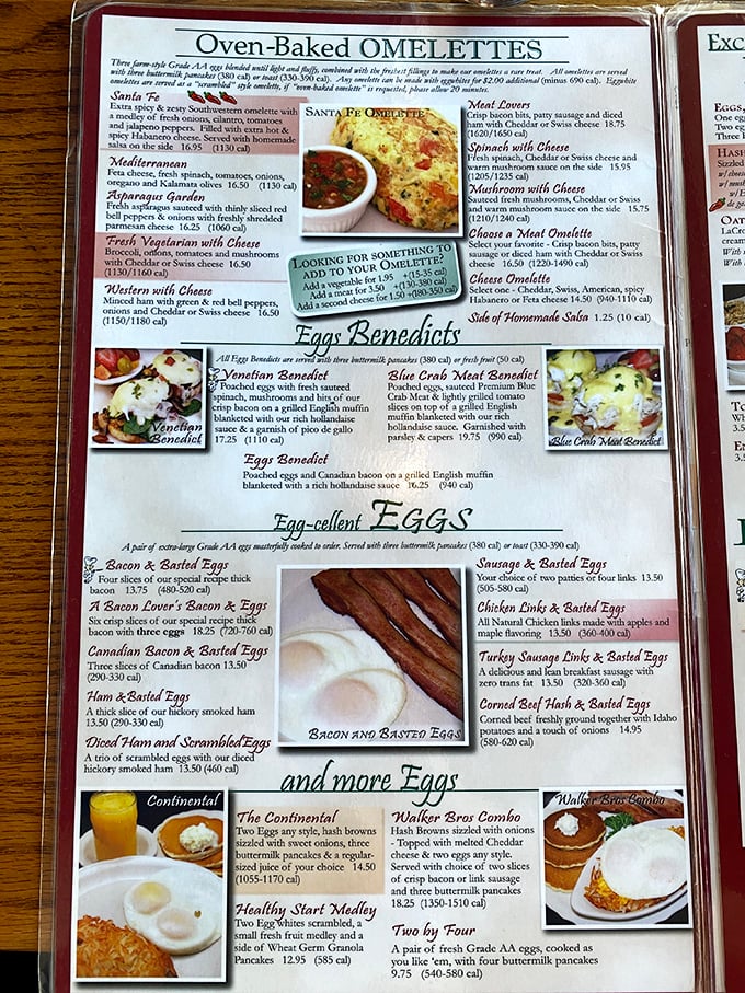 The menu reads like breakfast poetry &ndash; omelets that defy gravity, benedicts that make mornings worthwhile, and pancakes that have launched a thousand return visits.